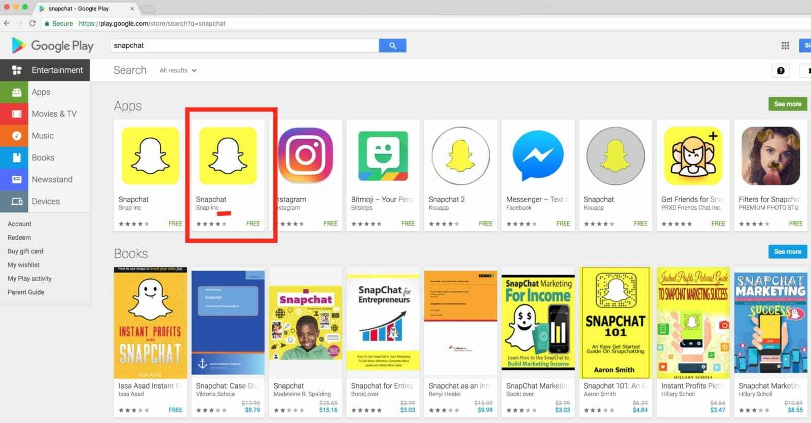 Fake Snapchat in Google Play Store - Zimperium